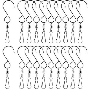 TecUnite 20 Pack Wind Spinner Swivel Hooks Clips for Hanging Wind Spinners Wind Chimes Crystal Twisters Garden Bells Party Supply