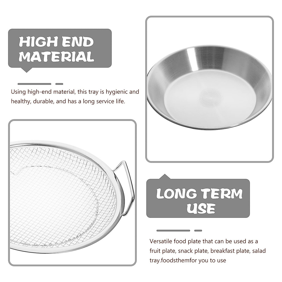 HEMOTON 1 Set Mesh Drain Pan Vegetable Tray Smokeless Grill Pan Stovetop Barbecue Grill Convenient Fruits Plate Filter Snack Storage Plate Dessert Plate Stainless Steel Fried