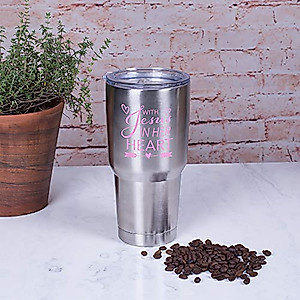 Elanze Designs With Jesus And Coffee Unstoppable Stainless Steel 30 oz Travel Mug with Lid