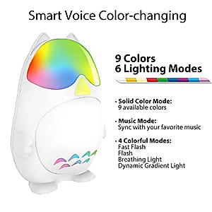 RAVEtone Color-Changing Night Lights Plug Into Wall, 2 Pack Plug in Nightlight for Kids, Smart Voice Activated 9 Colors 6 Lighting Modes LED Dimmable for Girls Boys Bedroom Nursery Bathroom Kitchen
