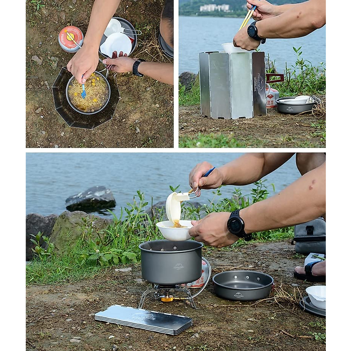 Naturehike Multifunctional Split Outdoor Portable Stove Windscreen Foldable 3000W Strong Firepower Portable Outdoor Camping Stove Windscreen（only windscreen）