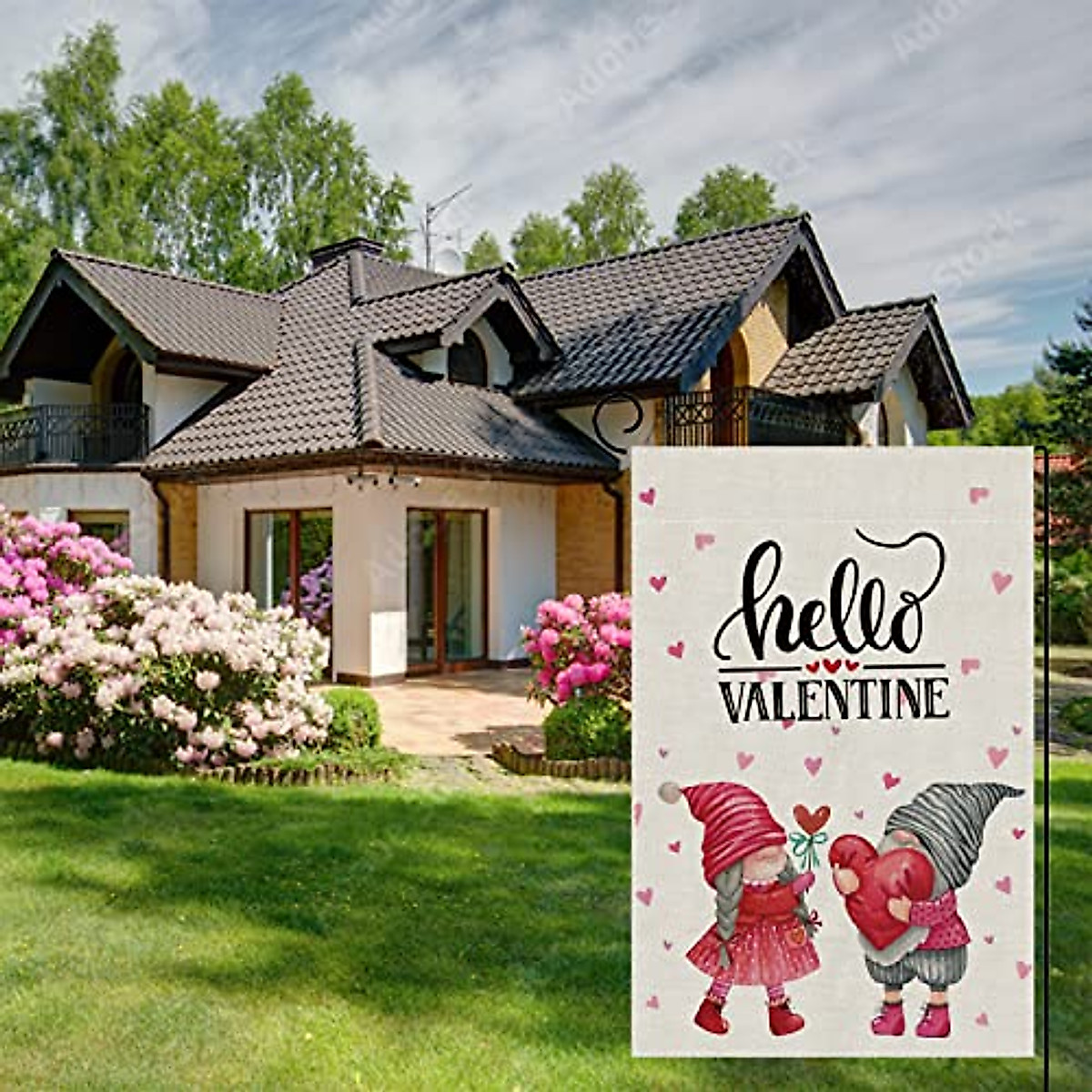 BOTB LIHM Happy Valentines Day Garden Flag Love Gnomes Decor Cute Retro Garden Yard Decorations 12×18 Inch Outdoor Yard Flag Vertical Double Sided