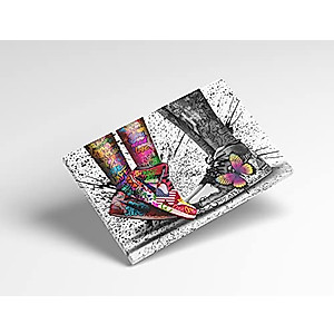 Framed Banksy & Graffiti Pop Shoe Sneaker Canvas Wall Art For Store Playroom Cool Dorm Room Decor Lovers Abstract Prints Gift For Boy & Girl Couple Ready To Hang - 12"x16"