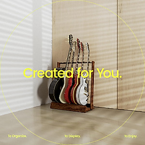 String Swing Guitar Stand, Multi Guitar Rack for Acoustic, Electric, Bass Guitars, Hand Welded Steel & Black Walnut Hardwood, Padded Guitar Holders, Guitar Stands Floor - USA Made