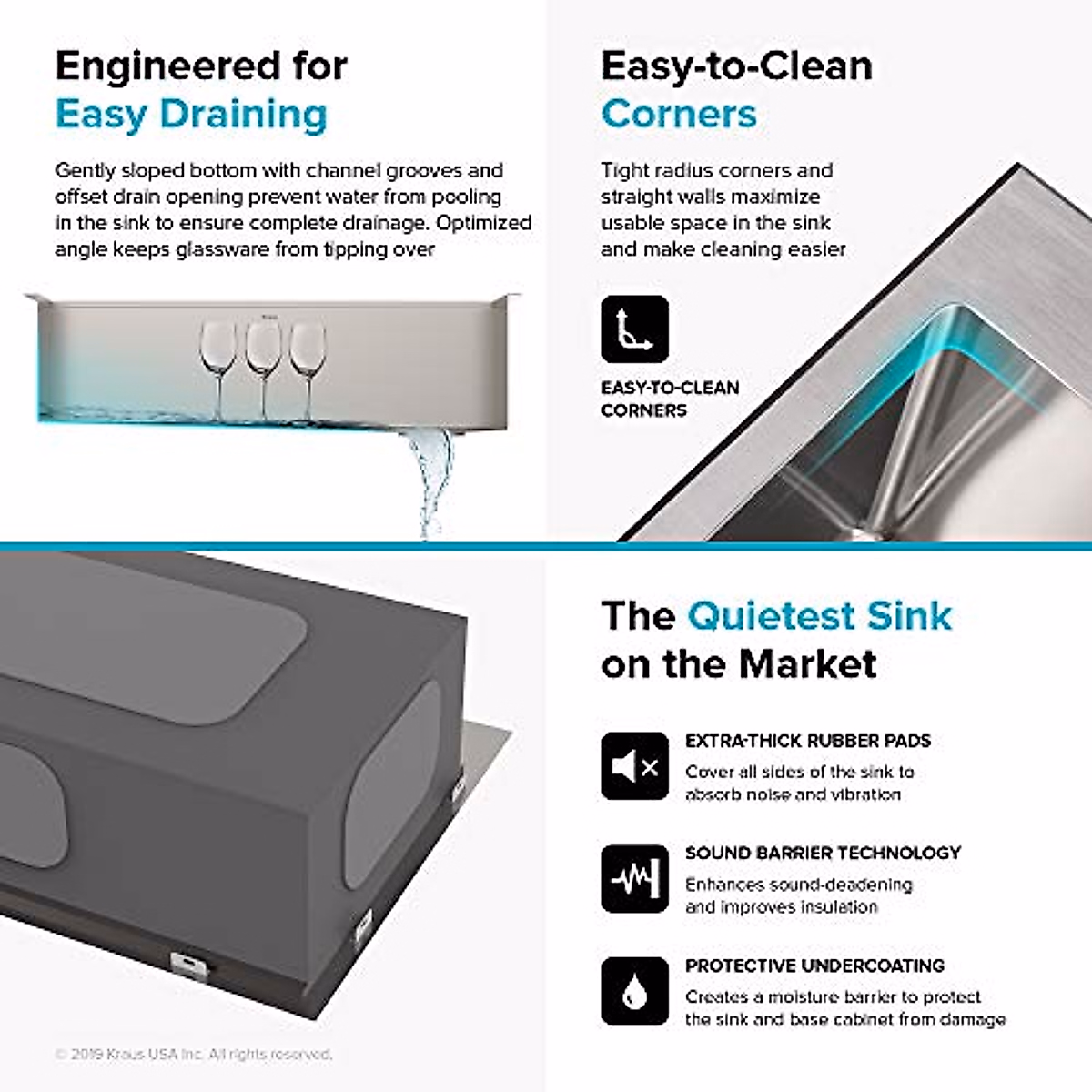 KRAUS KWT310-33/18 Kore Workstation 33-inch Drop-In 18 Gauge Single Bowl Stainless Steel Kitchen Sink with Integrated Ledge and Accessories