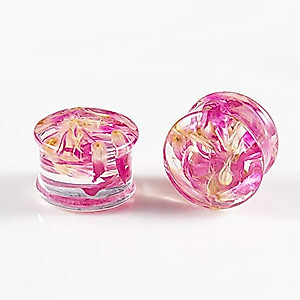 TBOSEN Set Of 10 Pairs Mixed Stone Ear Plugs Ear Gauges Ear Tunnels Double Flare Plugs Expander Body Piercing Jewelry 0g-5/8 in 8mm-16mm 0g