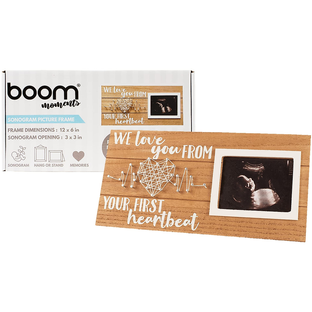boom moments Sonogram Picture Frame | Keepsake Baby Ultrasound Frame | Gift for Expecting Parents | Nursery Décor | Baby Gift | We Love You From Your First Heartbeat