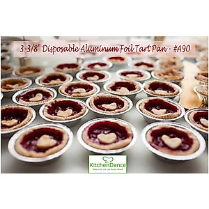 KitchenDance Disposable Aluminum Tart Pan - 3" Round Aluminum Foil Pans for Restaurants, Bakeries - Baking Pan Perfect for Baking, Storing, and Preparing Food - A90, Pack of 500
