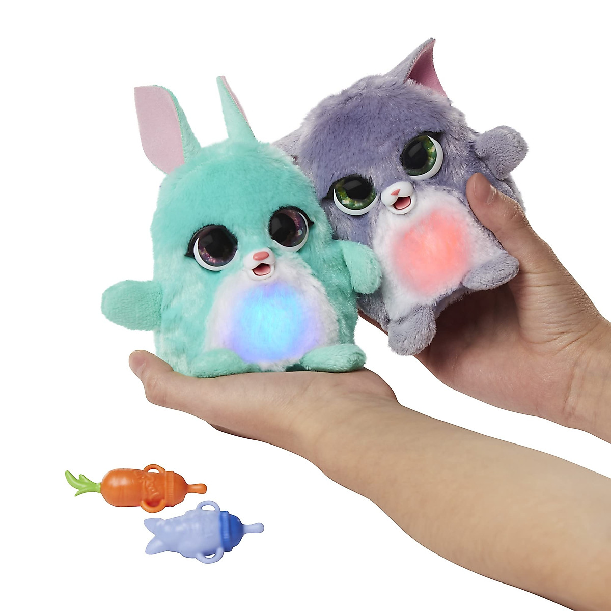 FurReal Fuzzalots Kitty and Bunny Color Change Interactive Feeding Toy, Lights and Sounds, Ages 4 and Up