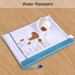 Zipper Pouch, Wisdompro 4 Packs Durable Letter Size Waterproof Mesh File Bag, Document Organizer - Blue