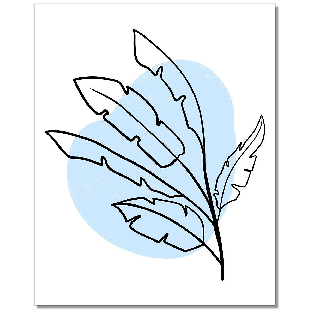 Botanical Prints - Minimalist Line Art Leaf Prints 8x 10 (Set of 6) - Aesthetic Art Posters - Abstract Plant Decor - Unframed (Blue)