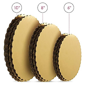 Set of 18 - Gold Cake Board Rounds, Circle Cardboard Base, 6, 8 and 10-Inch. Perfect for Cake Decorating, 6 of Each Size