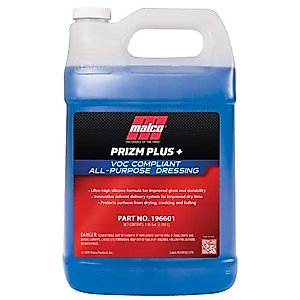 Malco Prizm Plus All-Purpose Dressing – Ultra High Silicone Formula Gives Superior Shine and Durability to Interior Rubber and Vinyl Surfaces/Protects Against Fading and Cracking/1 Gallon (196601)