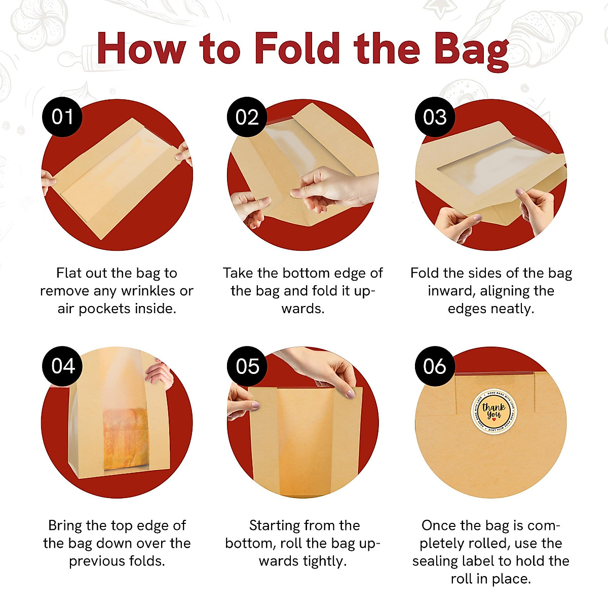 Riccle Large Bread Bags, Sourdough Bread Bags for Homemade Bread, 50% Thicker 13.7x8.2x3.7in, 30 Pcs Bakery Bags with Window and 30 Sealing Stickers - Paper Bread Bag For Kitchen Use, Bread Loaf Bags