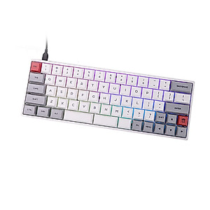 EPOMAKER SK66S 60% Keys Bluetooth 5.1 Wireless Wired Dual Mode Gateron Optical Mechanical Gaming Keyboard with RGB Backlight and PBT Heat Sublimation Keycaps (Gateron Optical Red, Grey White)