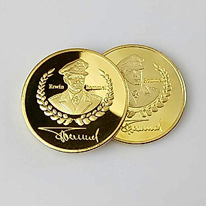 1891-1944 WW II German Desert Eagle Rommel Deutsche Wehrmacht Gold Plated Coin Military Souvenirs Metal Coins Collection