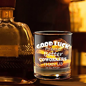LIGHTEN LIFE Good Luck Finding Better Coworkers Than Us Whiskey Glass,Novelty Coworker Leaving Gift in Valued Wooden Box,Farewell Gift for Coworker Boss Colleague Friend Men,12 oz Old Fashioned Glass
