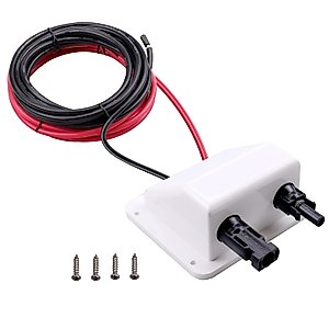 VOZINMOST 10ft 10 AWG Soft Copper Cable ABS Double Cable Entry Housing,UV Resistance Weatherproof Double Cable Entry Gland for Solar Project on Rv, Boat,Camper,Van