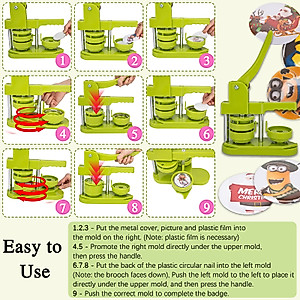 Button Maker Machine Pin Press Machine, Button Badge Maker Machine 58mm (2.25in), Installation-Free Pin Badge Making Machine with 100 pcs Button Making Supplies & Circle Cutter