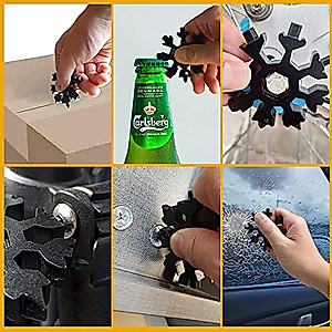 2 Pcs Snowflake Tools 18-in-1 Stainless Steel Snowflakes Multi-tool Fathers Day Giftss for Husbands, Keychain Multitool New Tools and Gadgets Cool and Unique Fathers Day Gift