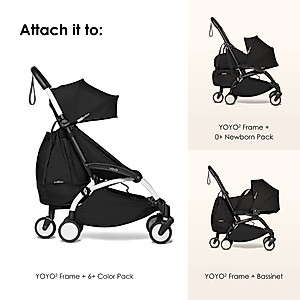 BABYZEN YOYO Bag, Black - Provides Additional, Sturdy Storage on the YOYO2 Stroller - Includes Wheel Base & Hooks