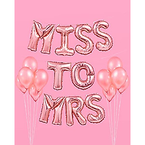 xo, Fetti Bachelorette Party Decorations - Miss to Mrs Balloon Kit - Rose Gold - 16" MISS TO MRS Foil Balloons + 10 Rose Gold Latex Balloons - Bridal Shower