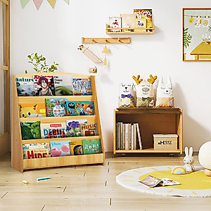 mopam Toddler Bookshelf 4-Tier Kids Wooden Bookshelf Baby Storage Book Rack Bookshelf for Kids Bookcase for Toddlers Children Bookcase Kids Bookcase for Toddler Room, Nursery, Classroom