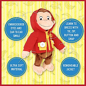 KIDS PREFERRED Curious George Learn to Dress Stuffed Animal, 14 in