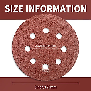 Facoow 150 PCS 5 in Sanding Discs 8 Hole Hook and Loop Sanding Discs 40 60 80 120 180 240 320 400 600 Grit Sandpaper Assortment for Random Orbital Sander