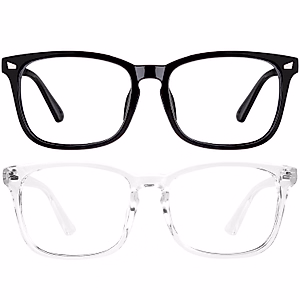 Amazon Essentials Unisex Blue Light & UV400-Blocking Glasses for Computer or Gaming, Black & Clear