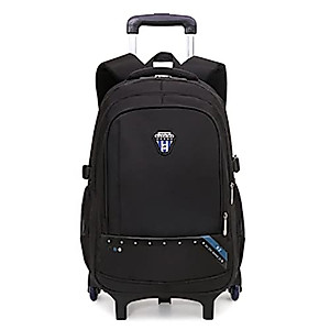 Cool Colorful Wheels Large Capacity Trolley Backpack Elementary School Rolling Bookbag for Teen Boys