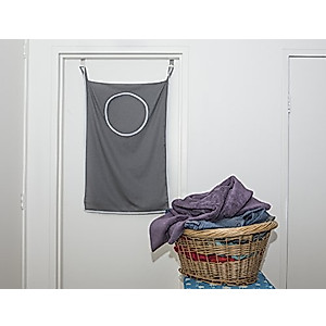 Urban Mom Door Hanging Laundry Hamper with Stainless Steel Hooks (Gray)