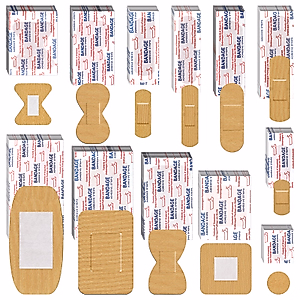 BBTO Assorted Styles Flexible Fabric Adhesive Bandages Small Breathable Fingertip Bandages Cloth Elastic Knuckle Bandages Various Sizes Spot Bandage for First Aid and Wound Care(180 Pcs)