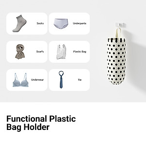 Melovinho Plastic Bag Holder Grocery Bag Holder Wall Mount Reusable Trash Bag Organizer for Home Kitchen Pantry Decor,1 Pcs (White)