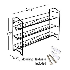 SWOMMOLY Spice Rack Organizer with 24 Empty Square Spice Jars, 396 Spice Labels with Chalk Marker and Funnel Complete Set, for Countertop, Cabinet or Wall Mount, Black