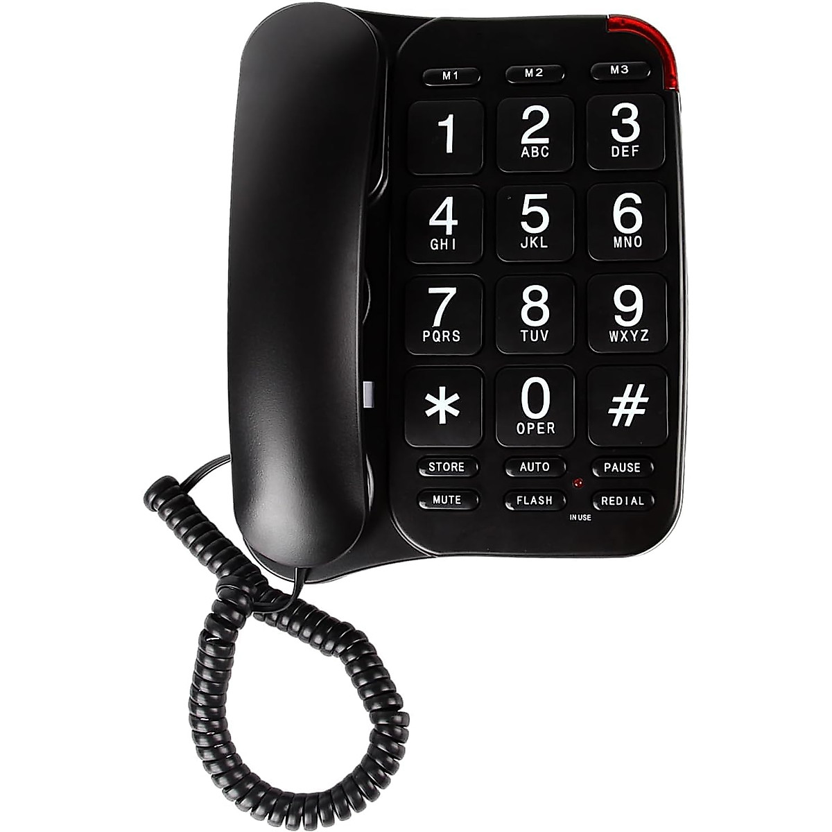 Large Key Wired Telephone, Corded Landline Telephone- Volume Adjustable Speakerphone Landline, Clear Font Big Button Landline Phones, Corded Landline Telephone