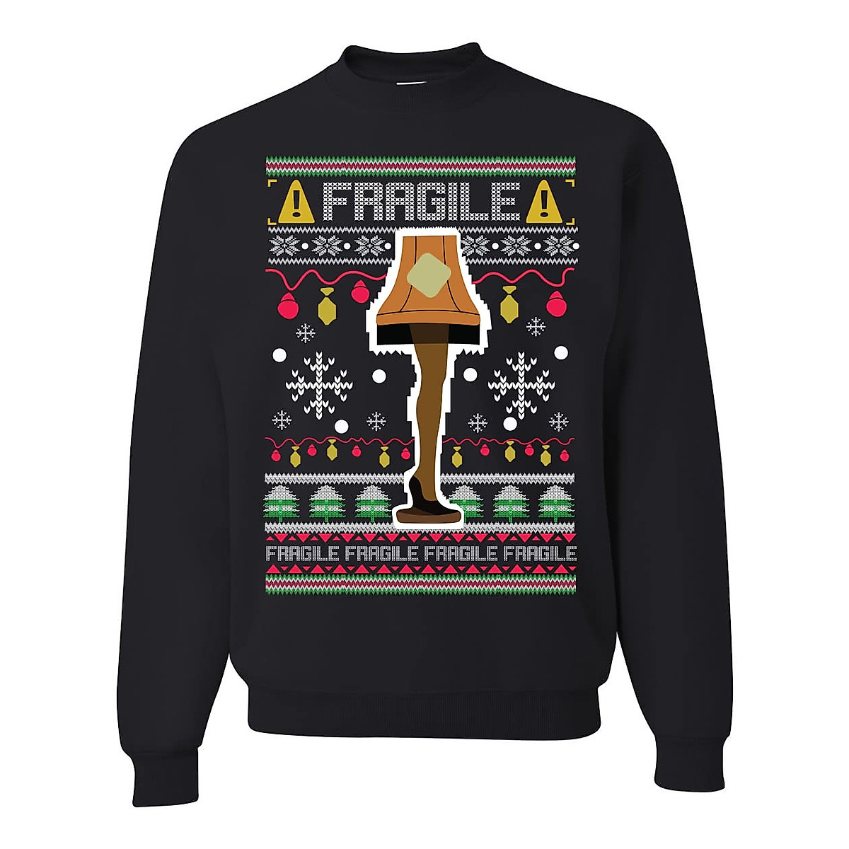 Wild Bobby Fragile Leg Lamp Christmas Story Funny Xmas Ugly Christmas Sweater Unisex Crewneck Sweatshirt, Black, X-Large