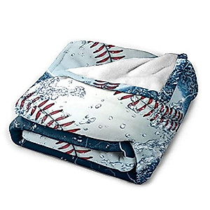 Soft Baseball Blanket Microfiber Flannel Throw Blanket for Kids and Adults Plush Fleece Sherpa Throw Blanket for Couch Sofa Bedding Living Room (Baseball Blanket B, 130cm x 150cm(51'' x 59''))