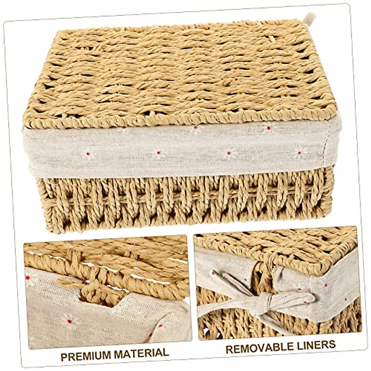 Kichvoe 2pcs Woven Basket baby laundry hamper woven laundry basket with lid hollow storage bin with lids Rattan food basket wicker Toy baby flower basket desktop bamboo
