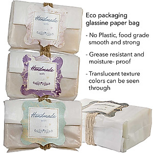 Handmade Soap Packaging Set | 200 Handmade with Love Stickers with Elegant Cut Labels | 100 Translucent Paper Bags | Wrapping Paper for Homemade Goods , Small Business Supplies Canning Crafts Supplies