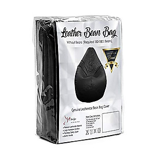 Ample Decor Bean Bag Cover (No Filling), Plush Toys Storage Soft Leatherette, Water Resistant, Durable Construction Sturdy Zipper, Ideal for Teenagers, Kids - Black