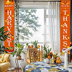 Unibday Thanksgiving Door Banner, Thanksgiving Porch Banners, Autumn Harvest Door Banner for Thanks Harvest, Welcome Fall Home Decor Thanksgiving Hanging Banners - Fall Decorations For Home