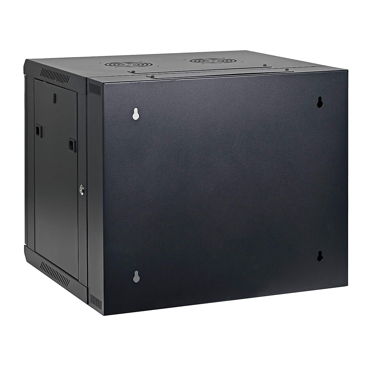 AEONS 9U Professional Wall Mount IT Cabinet Enclosure Double Section Hinged Swing Out 19-Inch Server Network Rack with Vented Door 22-Inches Deep Black (Fully Assembled)