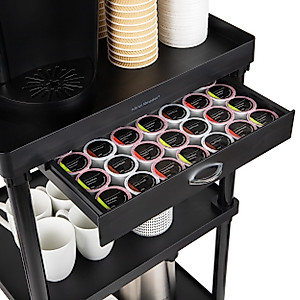 Mind Reader All Purpose Rolling Cart, Printer Cart, Utility Cart, Kitchen Cart, Coffee Cart, Microwave Cart, Bathroom Cart, 3 Tier, Black with Free Condiment Organizer