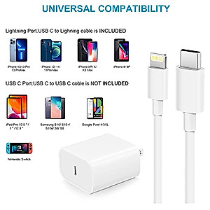 iPhone Fast Charger [Apple MFi Certified] 2 Pack 20W USB C Power Delivery Wall Charger Plug with 6FT Type C to Lightning Quick Charge Sync Cable for iPhone 14/13/12/11/XS/XR/X Pro Max