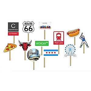 12 Handmade Chicago City Theme Party Cupcake Toppers Picks