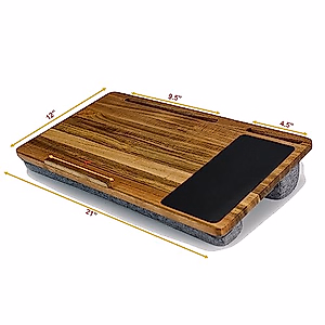 Lap Desk, Laptop Lap Desk with Cushion Made with Premium Acacia Wood. Lap Desk for Laptop Fits 14” to 17” Laptops. Bed Desk, Laptop Desk, Lapdesk for Laptop for Home Office Laptop Lap Desks Hazelteck
