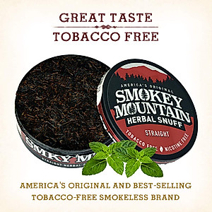 Smokey Mountain Herbal Long Cut – Straight – 5 Can Box - Tobacco Free and Nicotine Free Snuff
