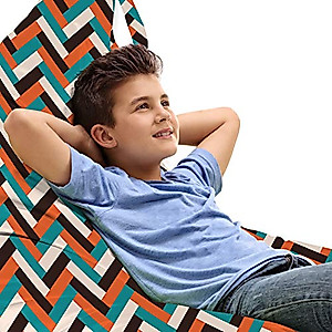 Ambesonne Mid Century Lounger Chair Bag, Herringbone Pattern in Retro Colors Simple Funky Design of Classic Mosaic Tile, High Capacity Storage with Handle Container, Lounger Size, Multicolor