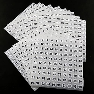 Number Stickers LUORNG 20 Sheets 0.4" 1 to 200 Digital Sticker Circular Self Adhesive Labels Black on White (10 Sheets 1 to 100 and 10 Sheets 101 to 200)